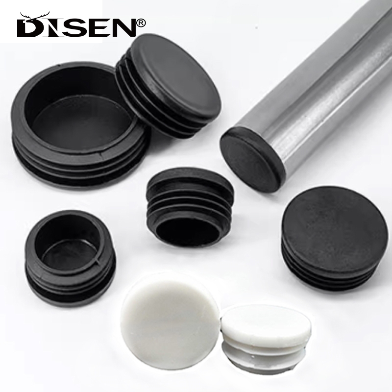White/Black Round Plastic Blanking End Cap Tube Pipe Inserts Plug Bung ...