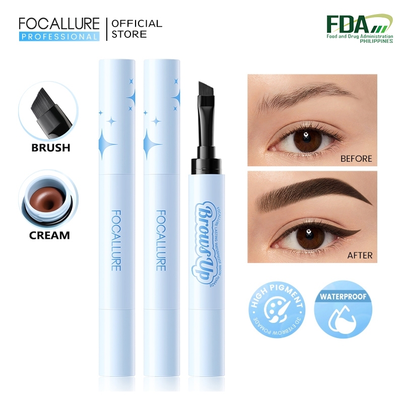 FOCALLURE Pro-stay 3D Eyebrow Pomade Cream 2-In-1 Transfer-proof ...