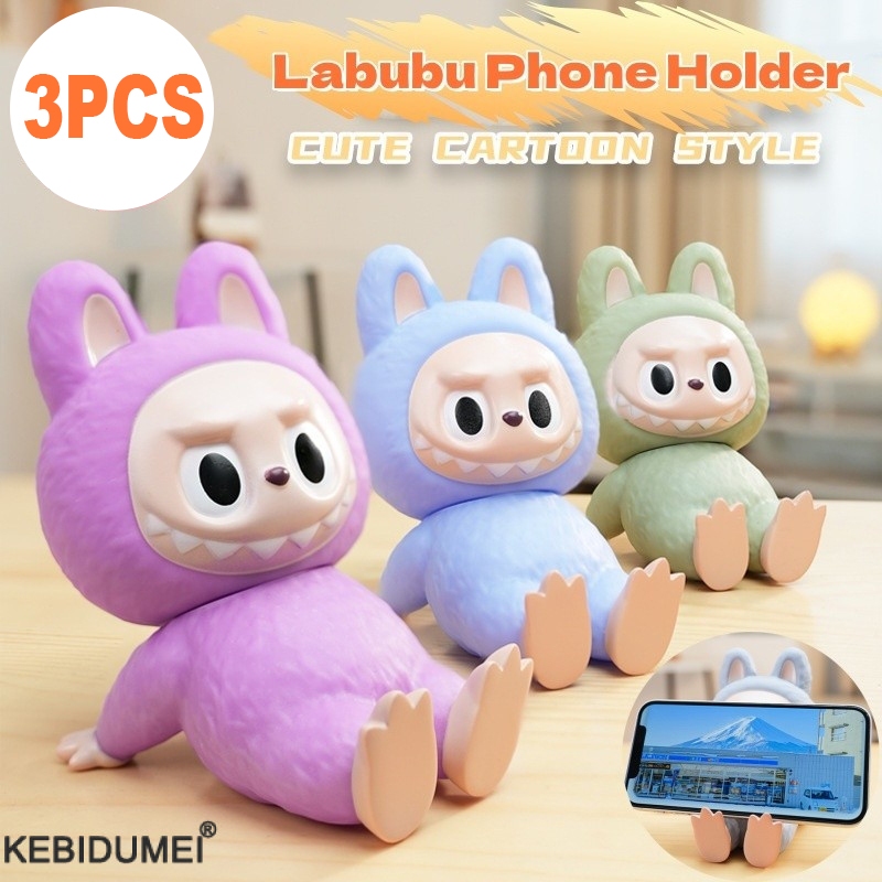 3PCS Labubu Mobile Phone Holder Stands Desktop Decoration Ornament Cute ...