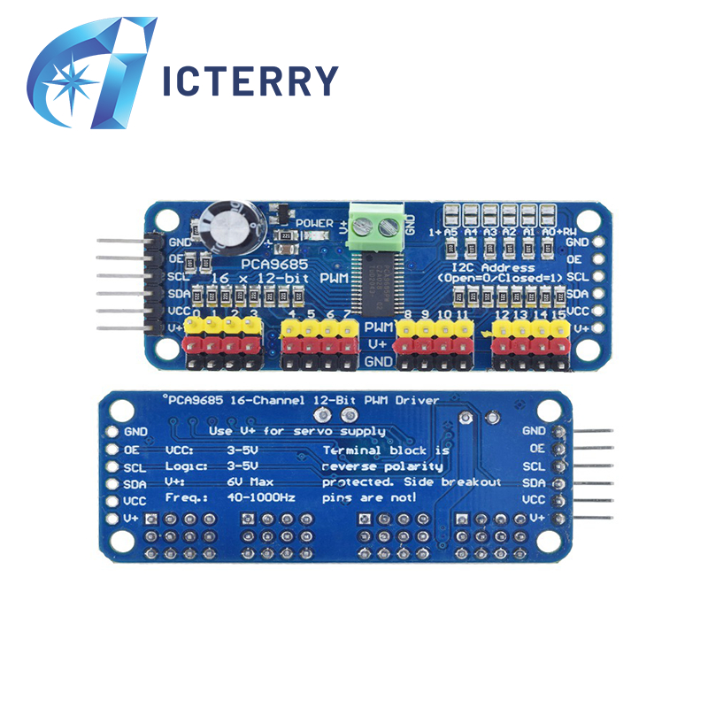 DIYTZT PCA9685PW 16 Channel 12-bit PWM/Servo Driver-I2C Interface PCA9685 Module Raspberry Pi ...