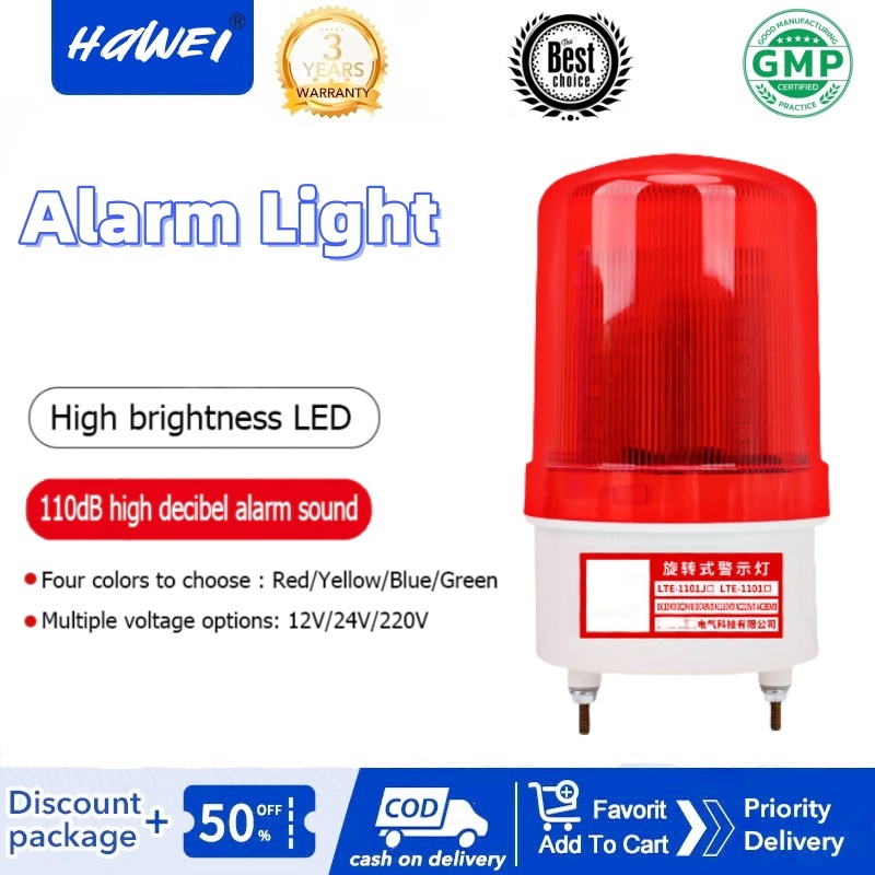 LED Rotary strobe warning light Machine alarm light 220V/24V/12V 110dB ...