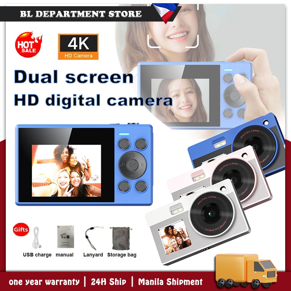 Portable Digital Camera Dual Screen Digital Camera 50MP 4K Video ...