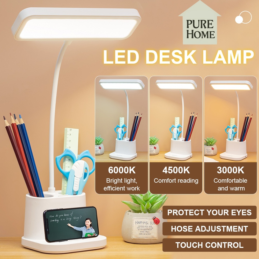 LED Foldable Study Lamp Storage Table Lamp Desk Lamp With Pen Holder ...