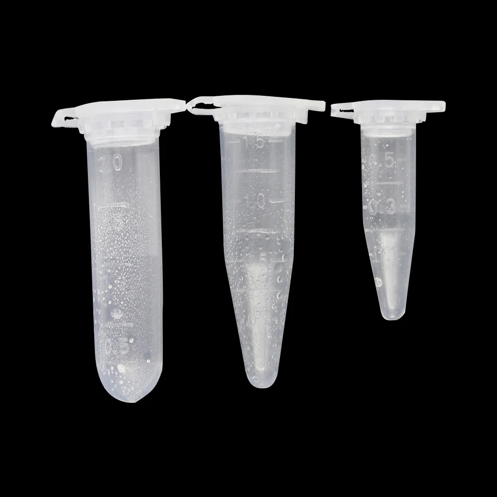 20Pcs 0.5/1.5/2 ML Clear PP Plastic Test Tube Centrifuge Vial Snap Cap ...