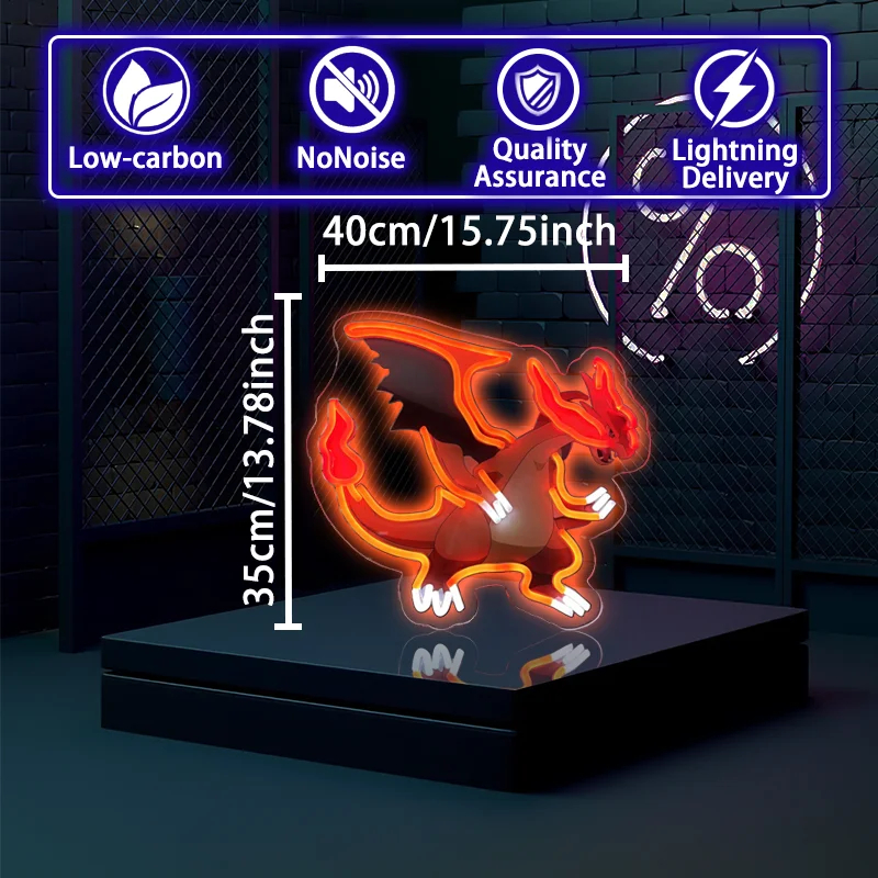 Anime Charmander Cartoon Acrylic Neon LED Light Anime Pokemon Artwork ...