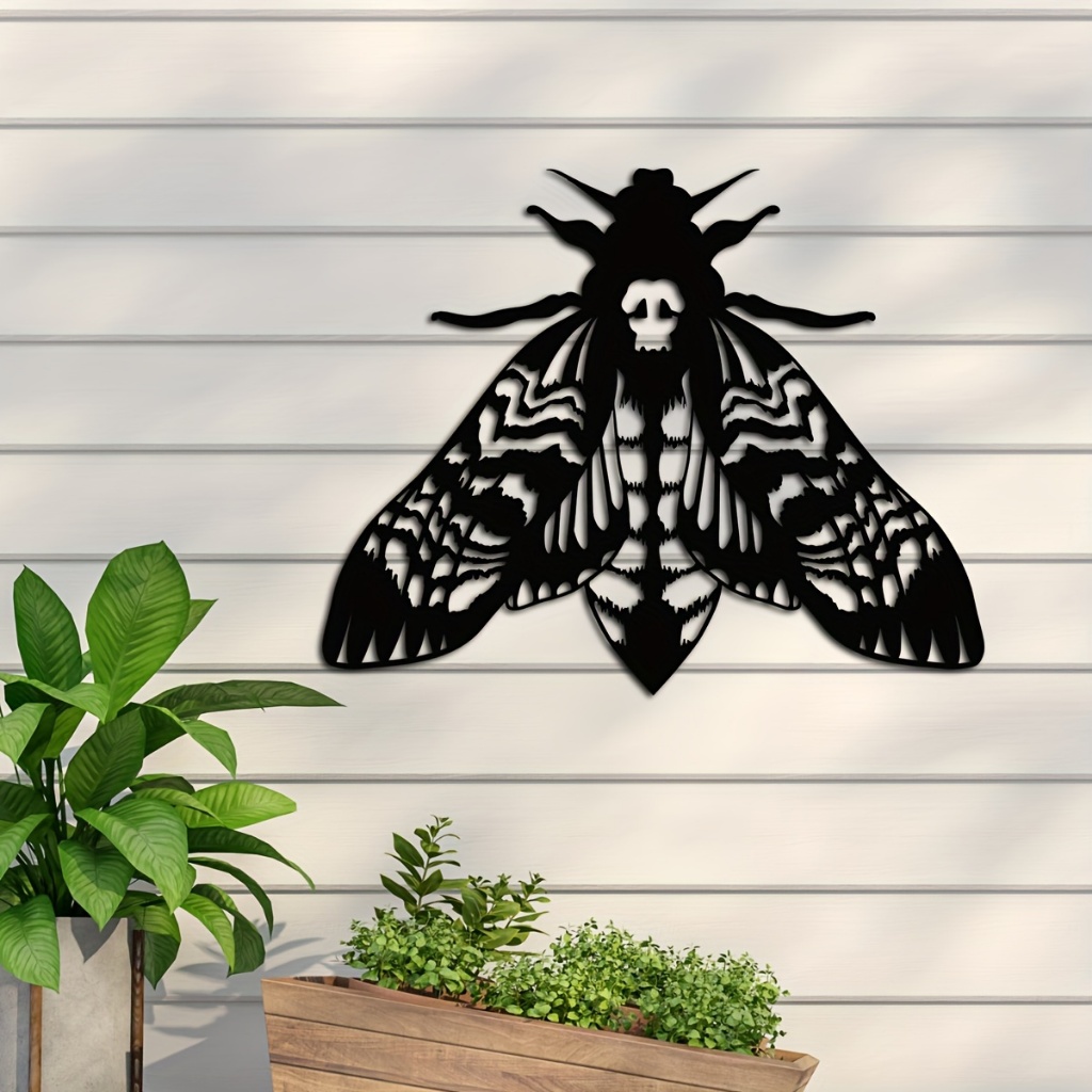 1pc Metal Gothic Death Head Moth Art Wall Decor, Moth Metal Art, Metal ...