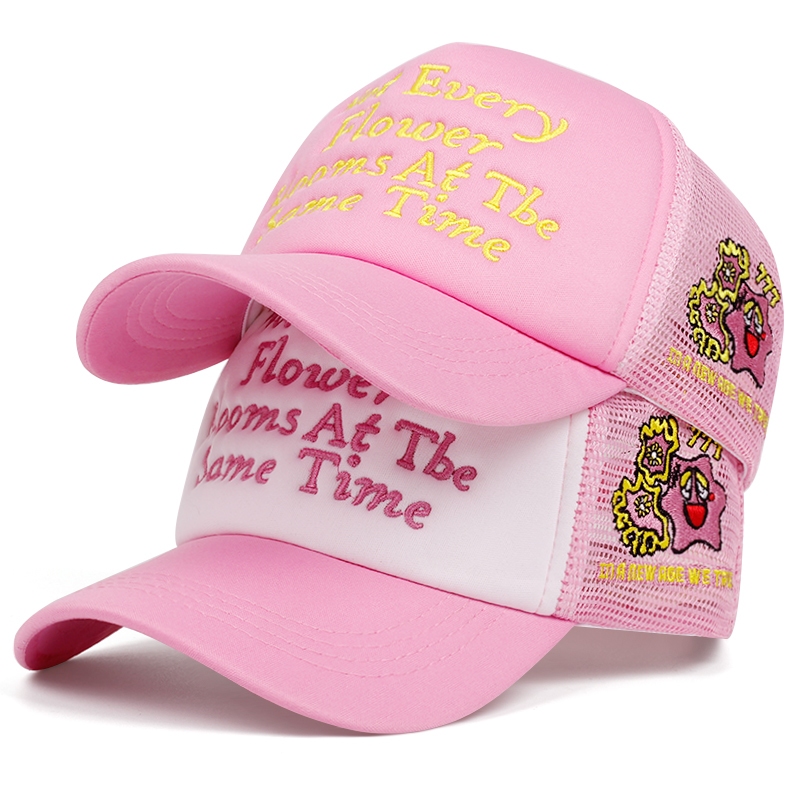 Pink Embroidery Baseball cap for men Woman breathable mesh golf cap ...