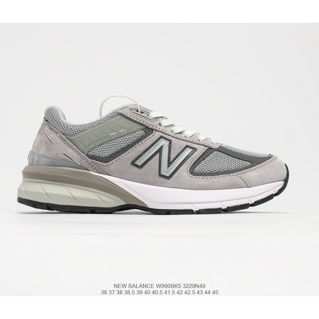 New Balance NB 990 V5 Simple comfortable leather running shoes grey ...