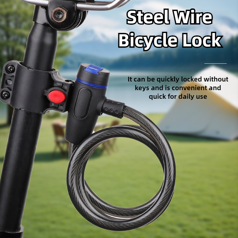 Bike Lock Anti Theft Heavy Duty Bike Lock Security Portable Steel Cable ...