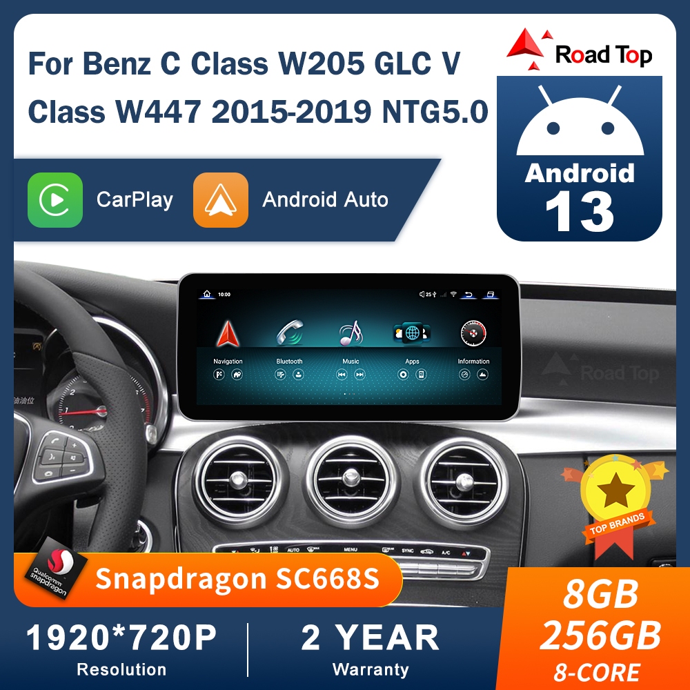 Android 13 Touch Screen Auto Wireless CarPlay For Mercedes C Class W205 ...