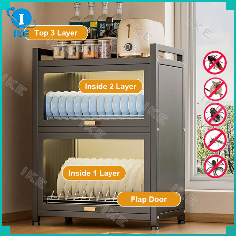 Dish Cabinet Rack With Cover Cabinet Kitchen Stainless Organizer Steel ...