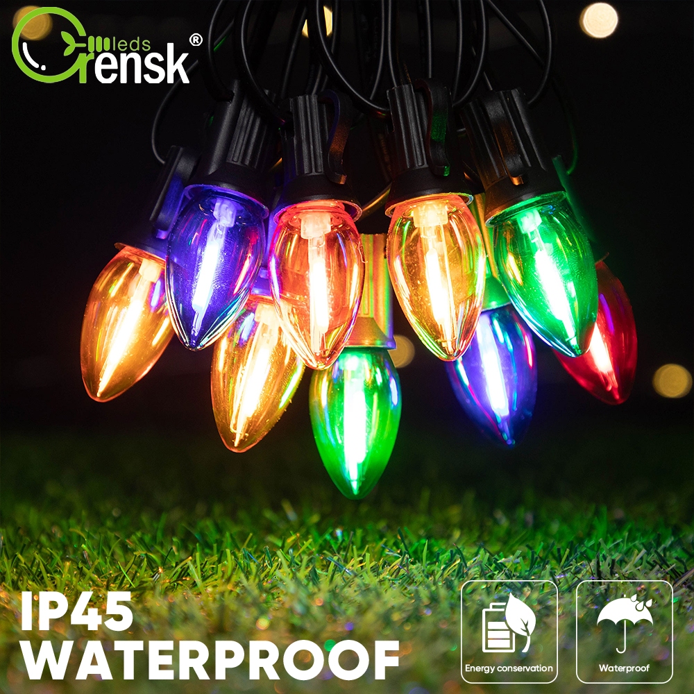 7.6m/10m/15m/20m C7 Colorful String Lights, Outdoor Waterproof String ...