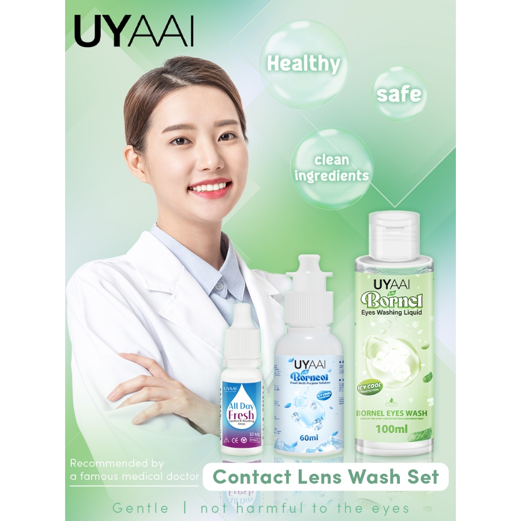 UYAAI Contact Lens Eye wash eye care liquid 10/60/100ml Wash Set ...