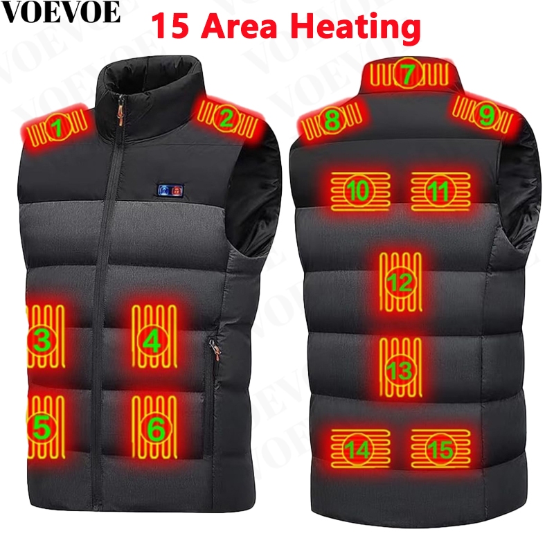 Portable Heated Vest 15 Zones Heating 3 Temperature Control Washable ...