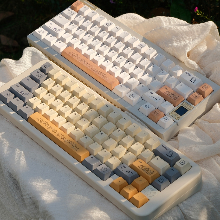 Sand Cat Keycaps PBT Cherry Profile for MX Switches Mechanical Keyboard ...