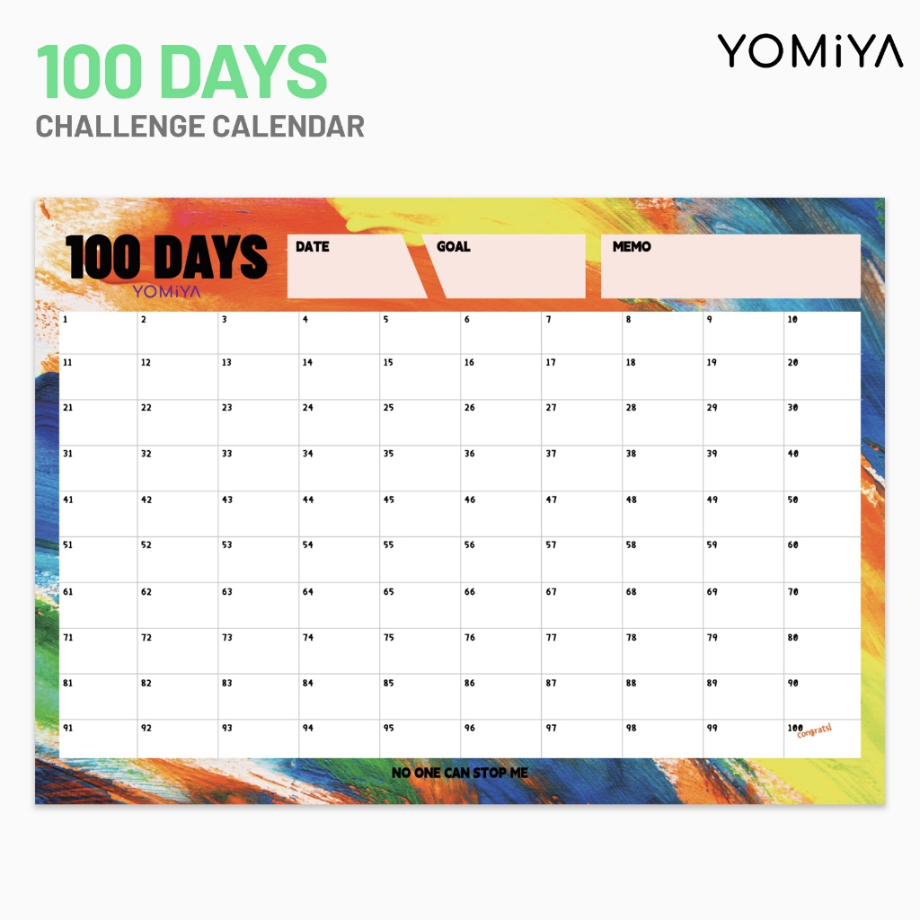100 DAYS Calendar, Plan Paper, Wall Calendar, Progress Tracker, Self ...