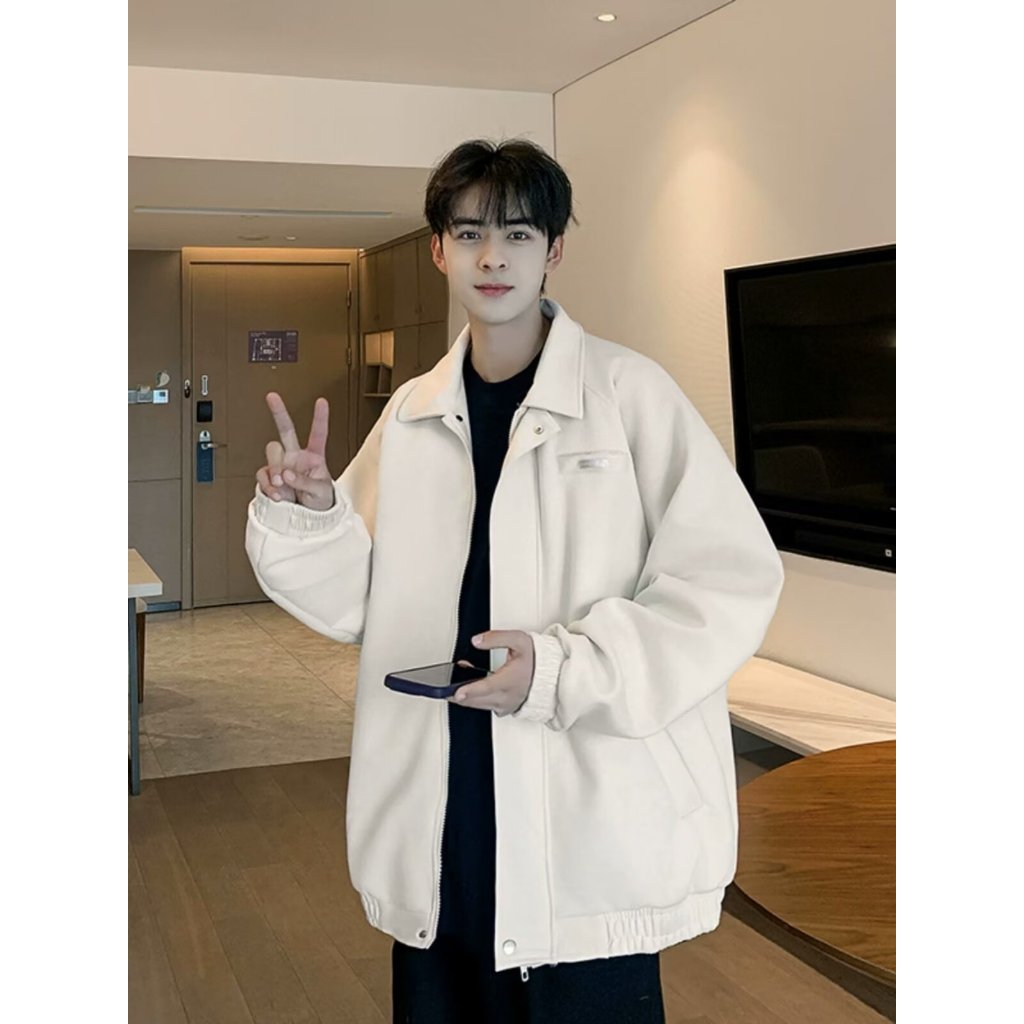 Loose Simple Jacket With Zipper Korean style Fashion Bomber Jacket For ...