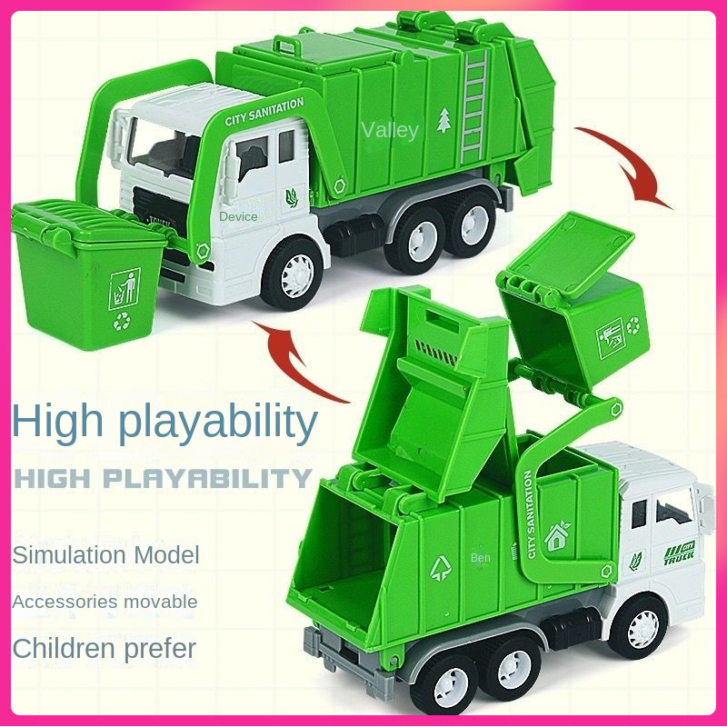 [12 Hours Delivery] Simulation Garbage Truck Children's Inertial Sanitation Truck--Toy Garbage ...