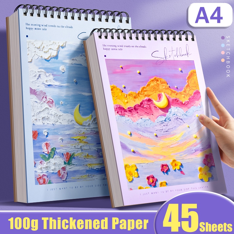 A4 Double Spring Sketchbook Cute Cartoon Blank Sketch Pad Thick Drawing ...