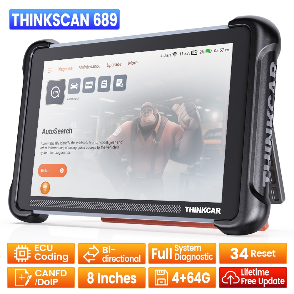 THINKCAR Thinkscan 689 Diagnostic Tools Support CANFD DOIP ECU Coding ...