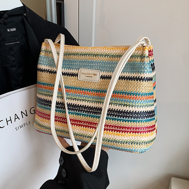 Contrast Color Straw Bag Woven Bag Bag Straw Bag Rattan Bag Beach Bag ...
