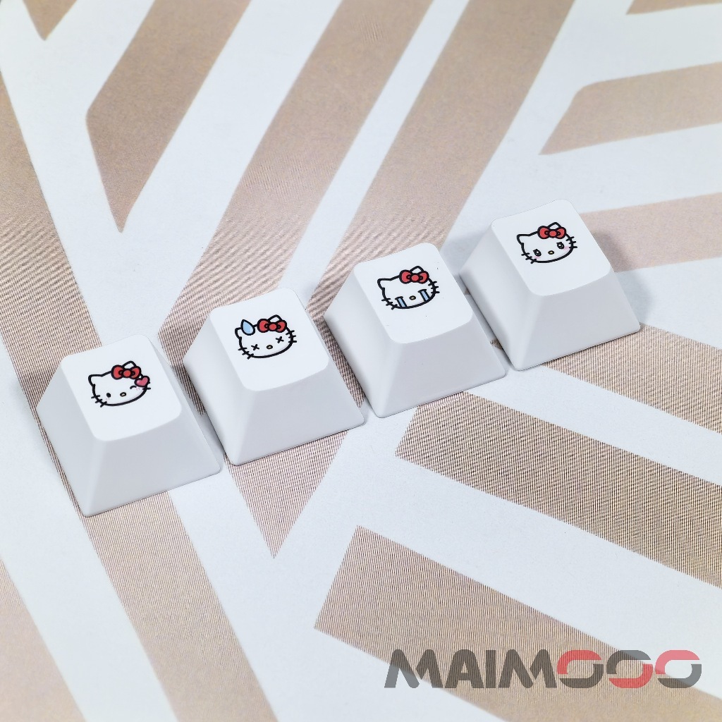 4pcs Sanrio Hello Kitty Keycap Cherry R4 PBT Dye Sublimation Mechanical ...