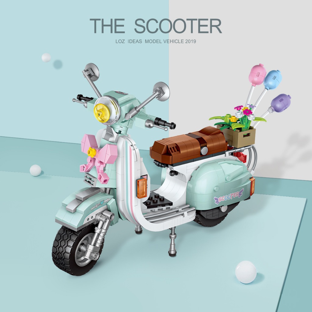 Monoblock DIY Building Block Vespa 673 pcs Scooter Model Replica Toy ...