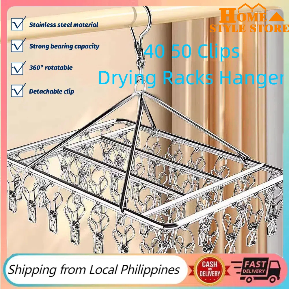40 50 60 Clips Drying Racks Hanger Stainless Steel Clothes Hanger Clips ...