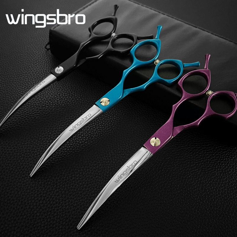 wingsbro 7-inch High-Quality Curved Dog Grooming Scissors Professional ...