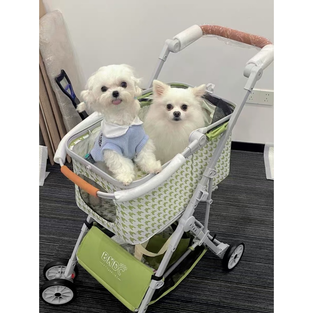 Foldable stroller for dog Four wheels pet stroller Detachable portable ...