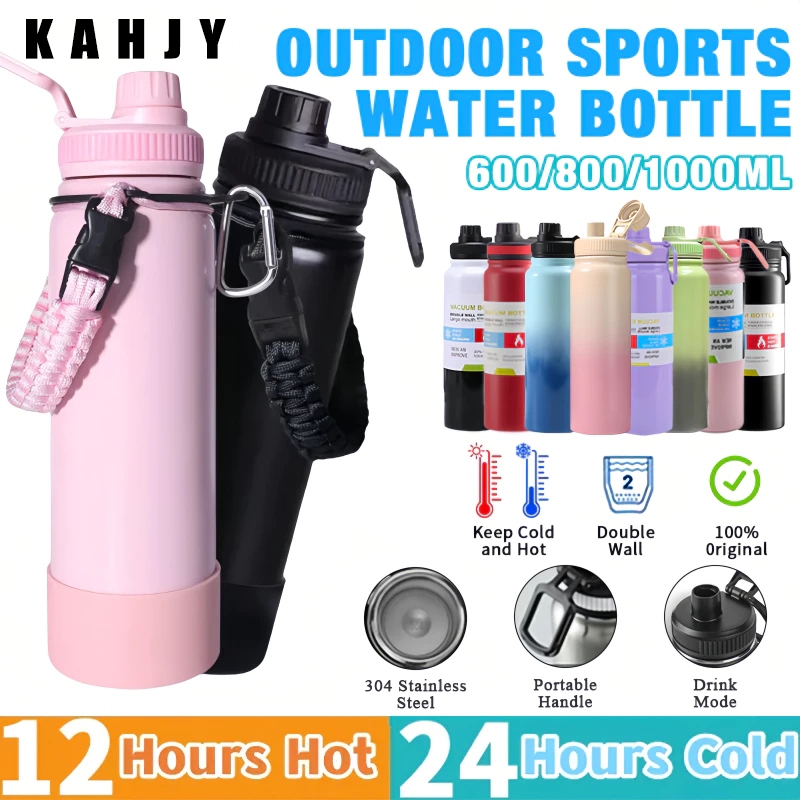 1000ML/800ML/600ML Sport Water Bottle Tumbler Stainless Steel Thermos Insulated Vacuum Flask# ...