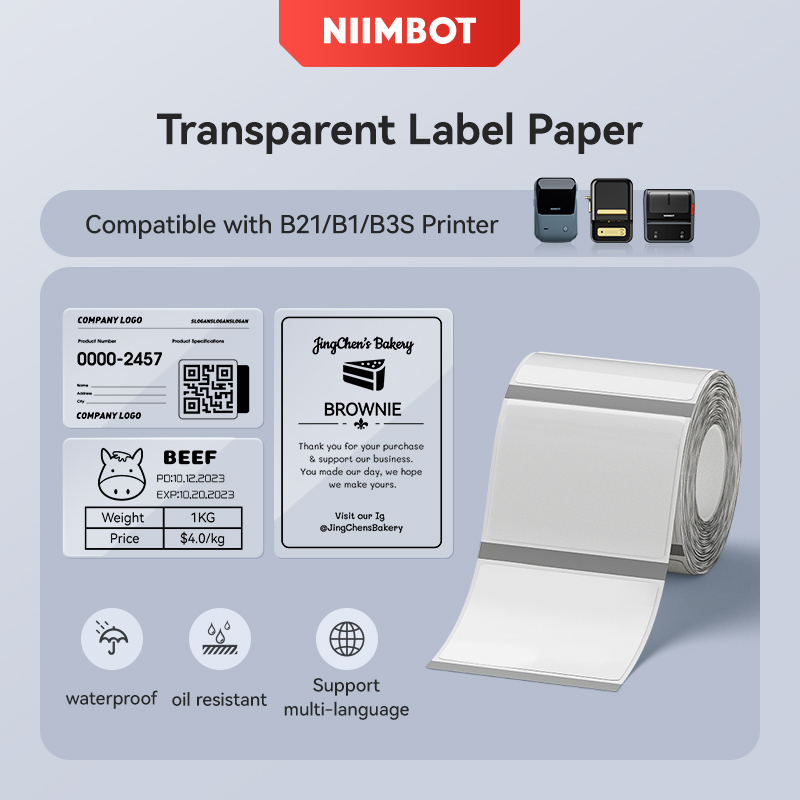 NIIMBOT B1/B21/B3S Transparent round thermal label paper stickers life ...