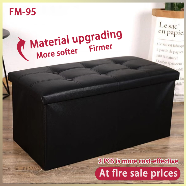 【FM-95】PU leather plaid sofa storage COD stool sofa storage box Save ...