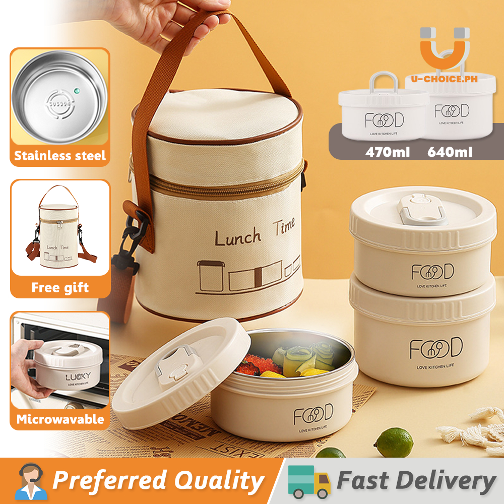 Microwavable Lunch Box for Adult Stainless Bento Insulated Bag Thermal Baunan Food Container for ...