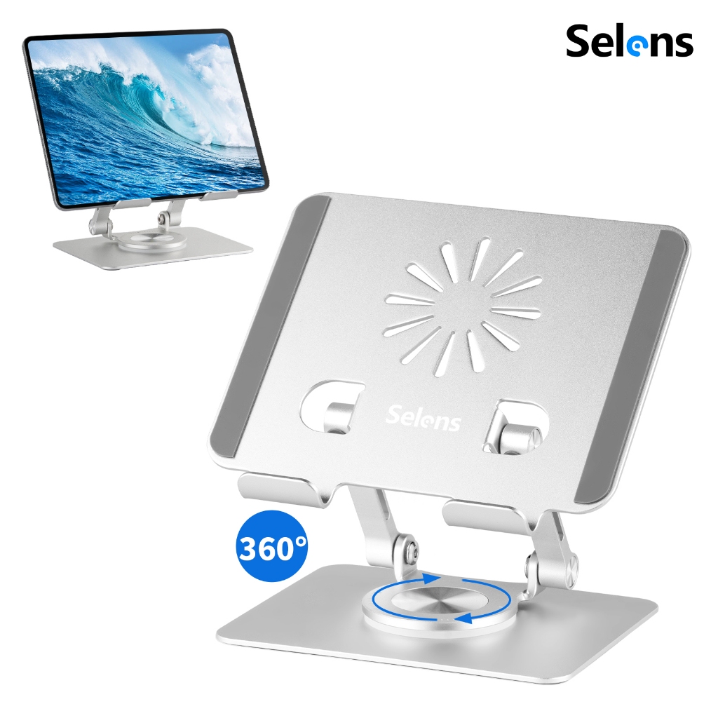 Selens 360° Swivel Tablet Desk Stand Foldable Aluminum Holder fit 4-13 ...