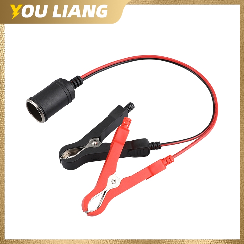 Battery Alligator Clips Clamp Clip-On to Female Cigarette Lighter ...