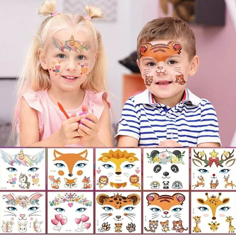 Children Carnival Party Face Paint Sticker Tattoo-Unicorn Mermaid ...