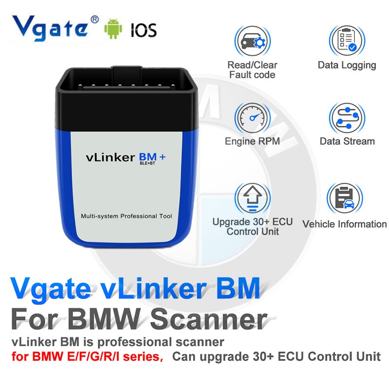 Vgate vLinker BM+ ELM327 V2.2 for BMW E60 E90 F10 F30 Bimmercode Bluetooth 4.0 & wifi for ...