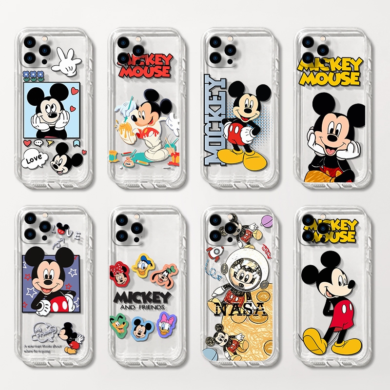 casing for iphone 11 12 X XS XR Pro Max Mini Mickey Mouse Simple Clear ...