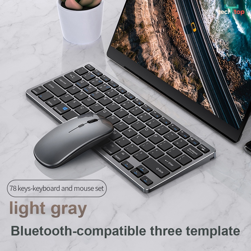 Wireless Bluetooth Keyboard Mouse Set 2.4GHz Mute Slim Rechargeable ...