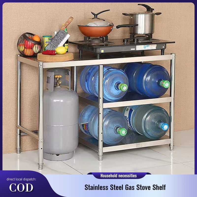 Kitchen 304 stainless steel shelf console floor-to-ceiling gas tank ...