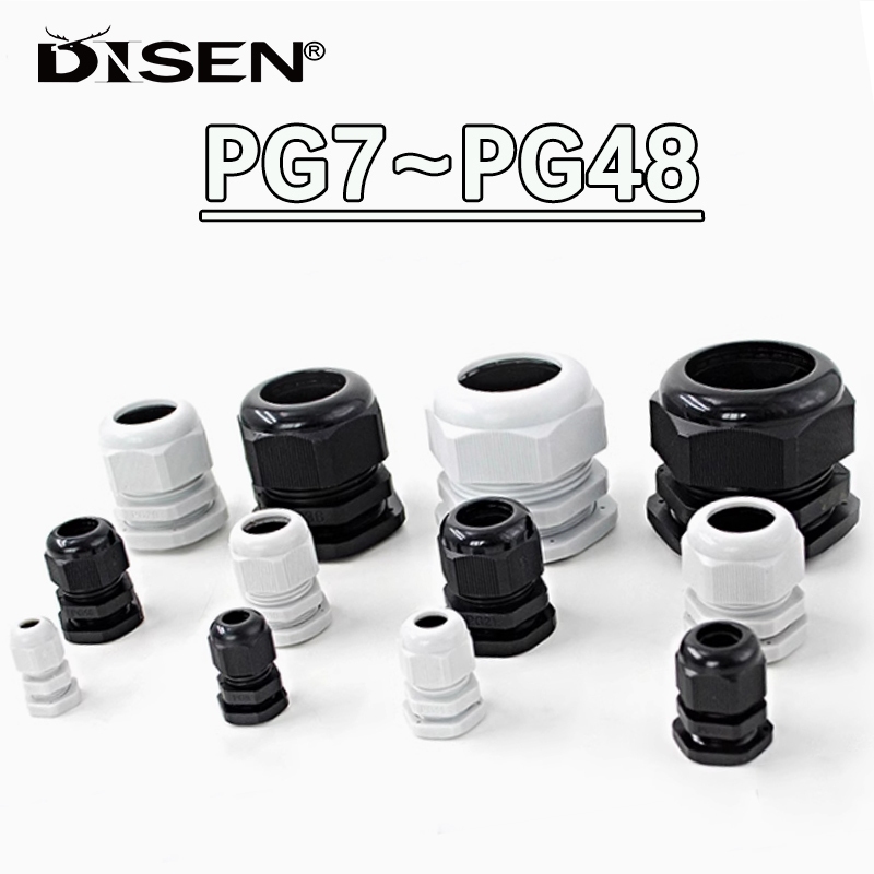 1Pc IP68 PG7-PG48 White/Black Nylon Plastic Connector Joint Waterproof ...