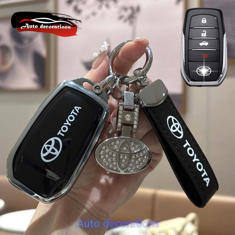 Toyota car key case for Toyota GR SPORT FORTUNER key cover silver edge ...