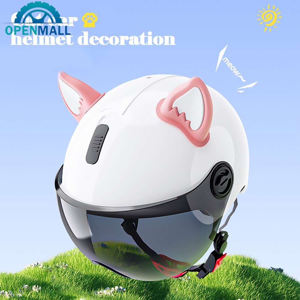 OM 2Pcs Cat Ears Helmet Decoration Motorcycle Electric Stickers Decor ...