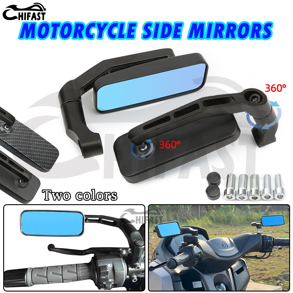 HIFAST Motorcycle Universal Aluminum Alloy Rear View Side Mirror Square ...
