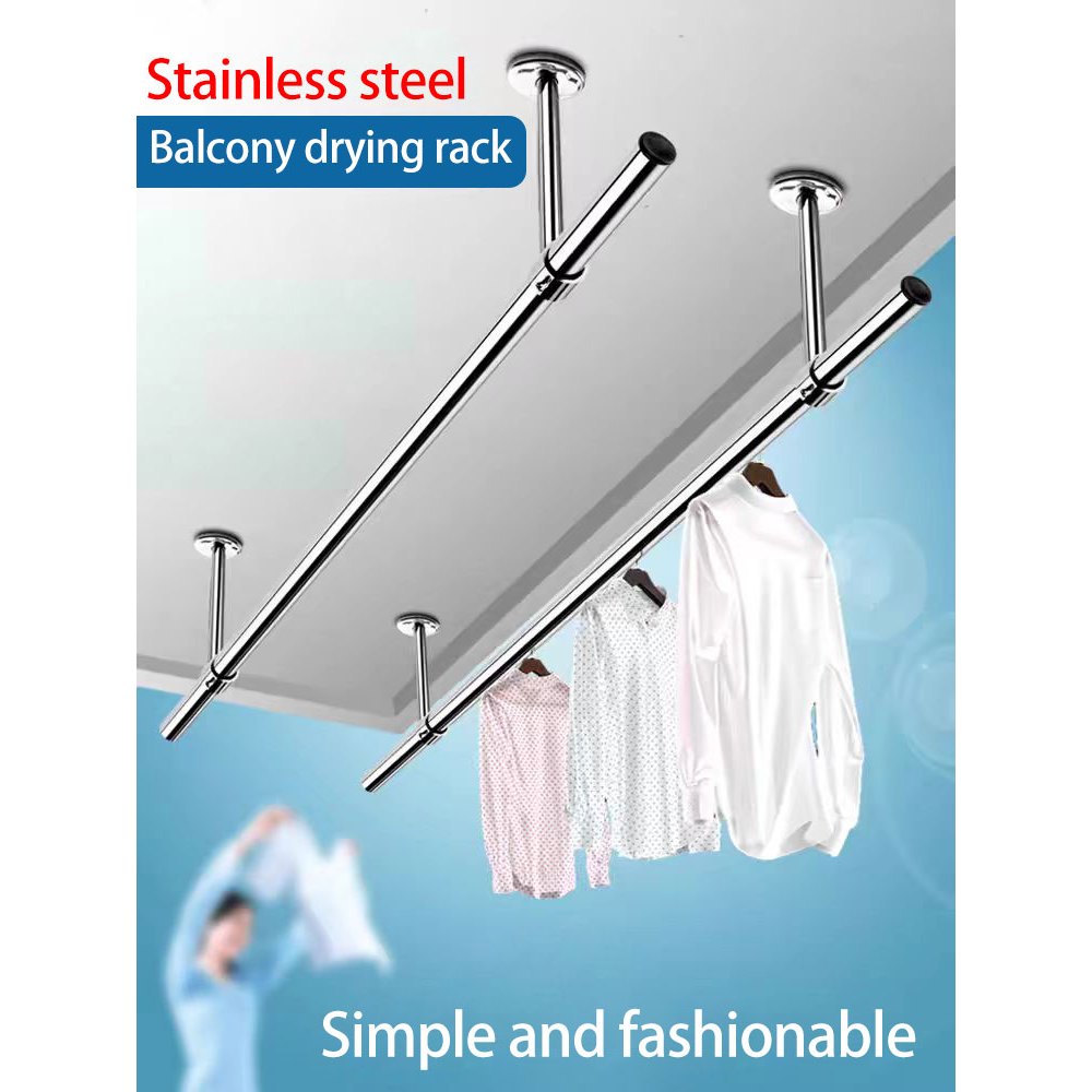 Balcony Clothes Drying Rack Fixed Clothes Rail （One Bar and Two ...