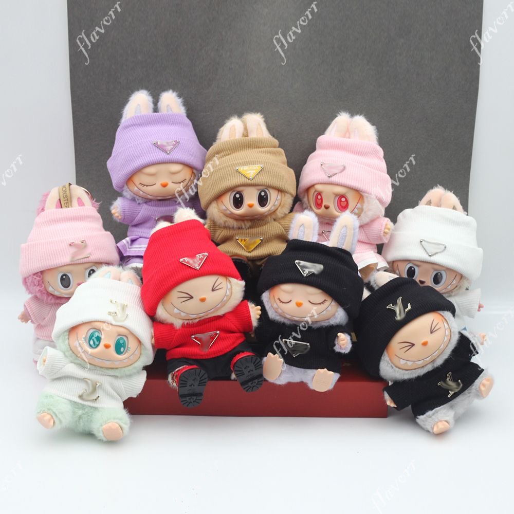 17cm Labubu Macaron clothes set V1 & V2 Luxury Knit Hat + Pants Set ...