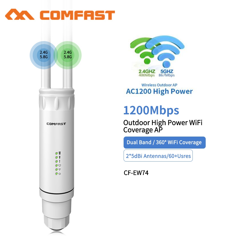 Comfast CF-EW74 Wireless 1200Mbps Dual Band 5Ghz Gigabit High Power Outdoor AP WiFi Base Station ...
