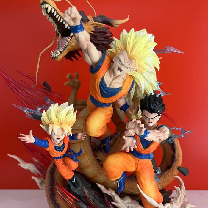 28cm Dragon Ball Gk Son Goku Gohan Goten Super Saiyan 3 Anime Figures ...
