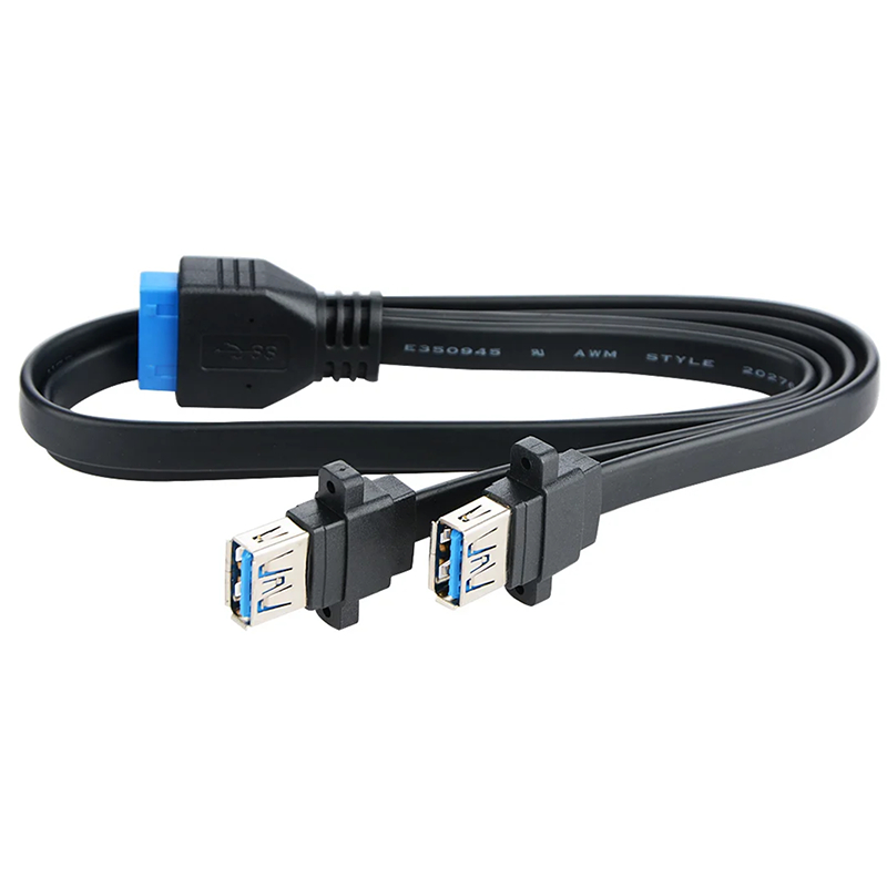 Dual 2 Port USB 3.0 Front Panel Extension Cable A Type Female to 20 Pin ...